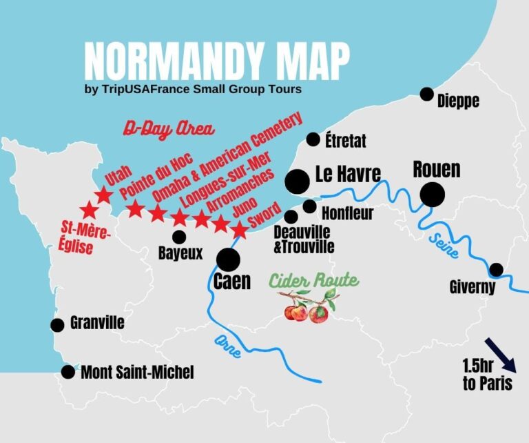 Normandy Map & Guide – Must-See Places, Food, and Travel Tips ...